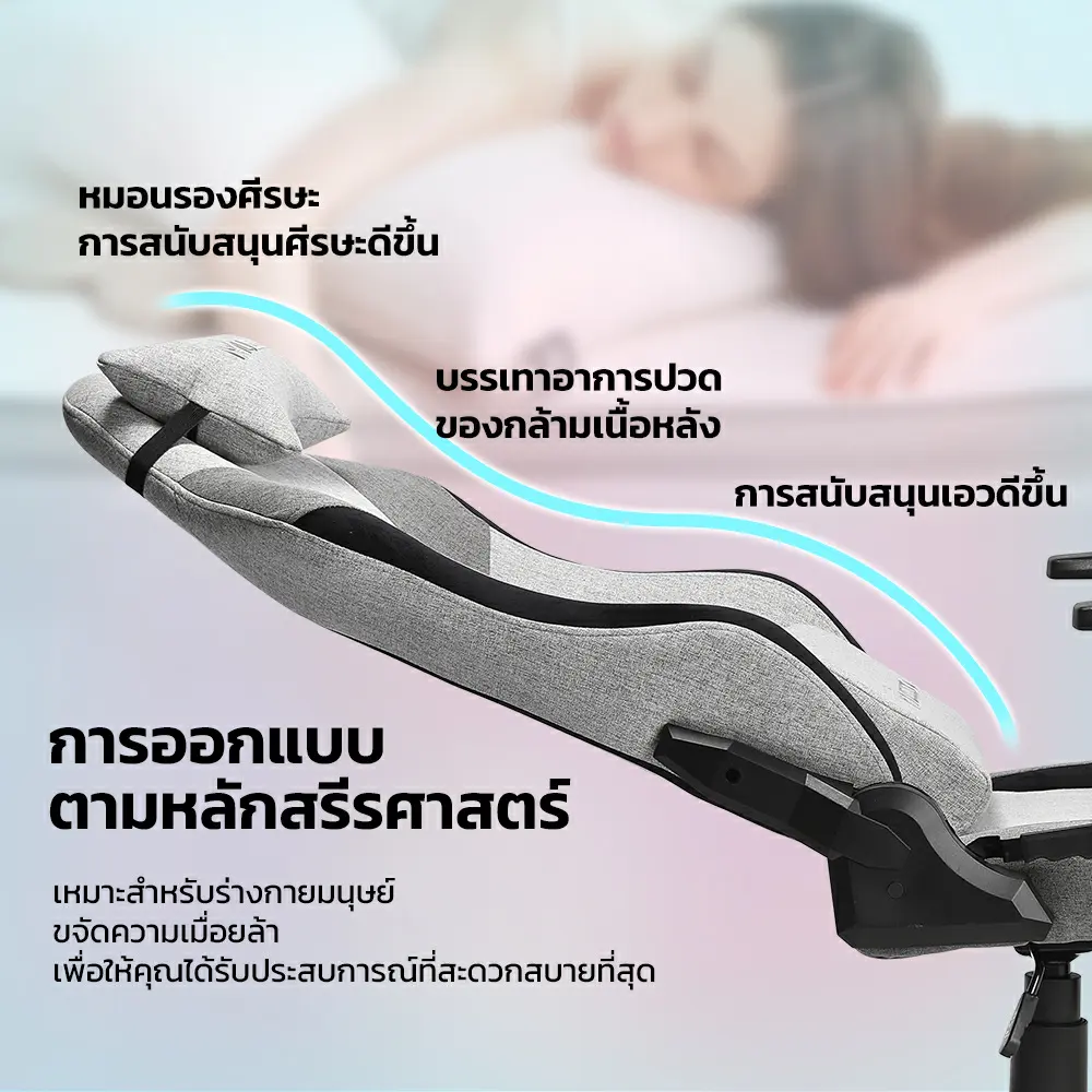 MUSSO: Aeolus Series 199C เก้าอี้เกมมิ่ง, Light Blue - ZestBuy