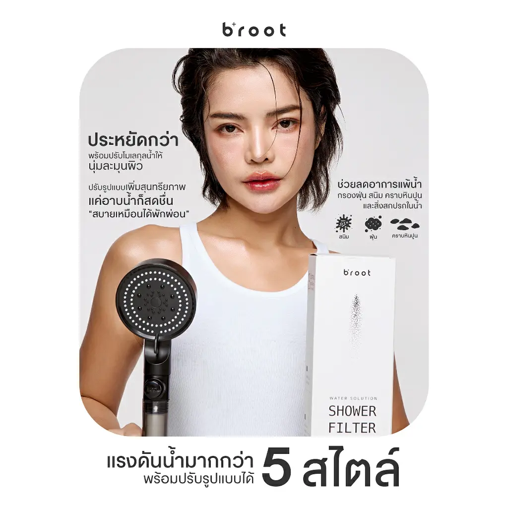Shower Filter ฝักบัวกรองน้ำ + รับฟรี Cotton Micro Filter ไส้กรองฝักบัว 5 ชิ้น - ZestBuy
